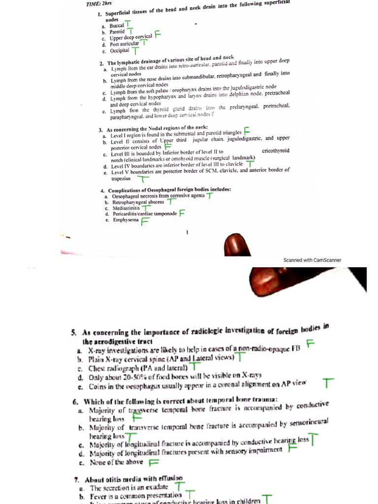 ENT MCQs ANSWERED | PDF
