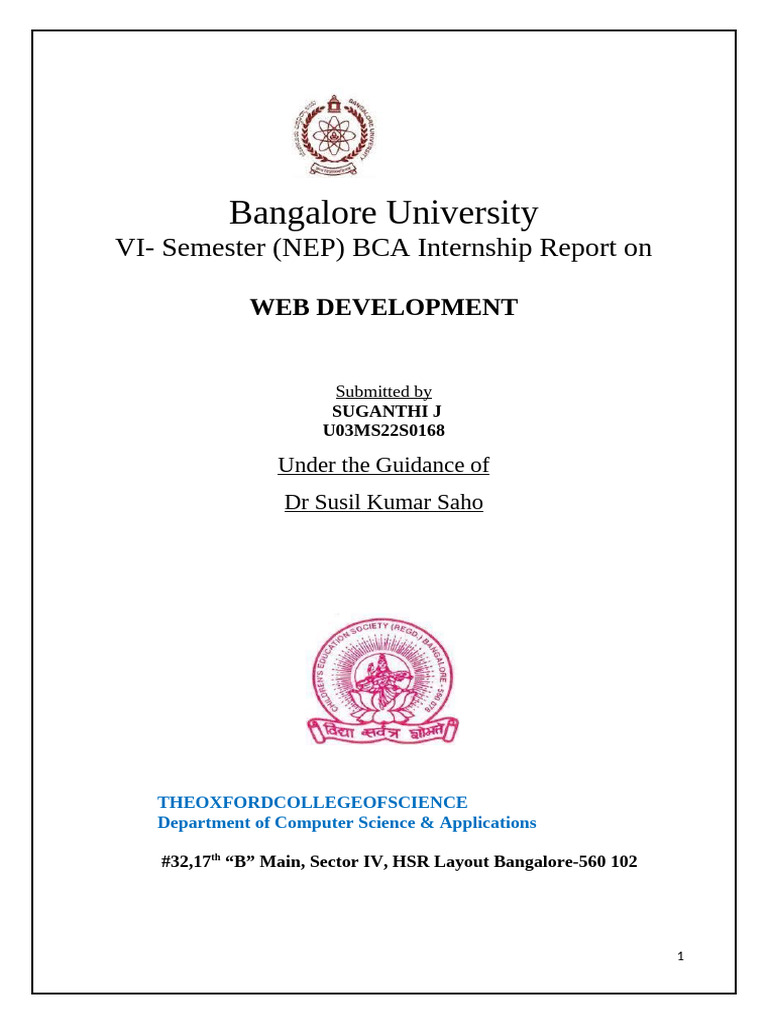 Internship Report Suganthi | PDF | Java Script | World Wide Web