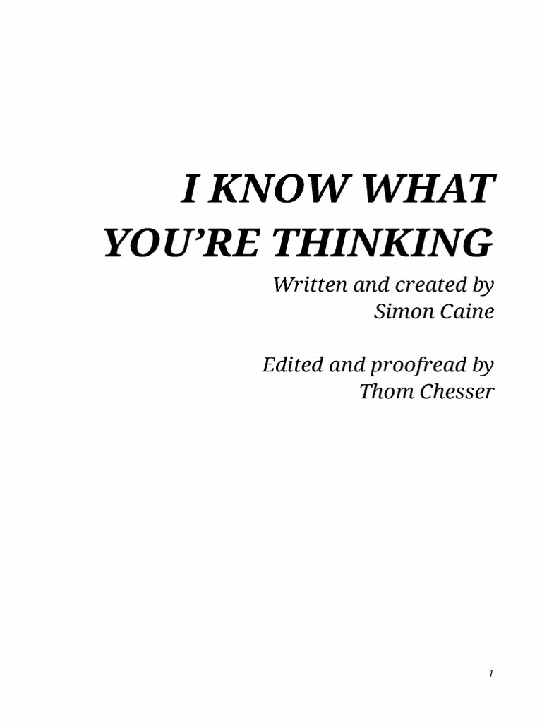 Simon Caine - I Know What You'Re Thinking | PDF