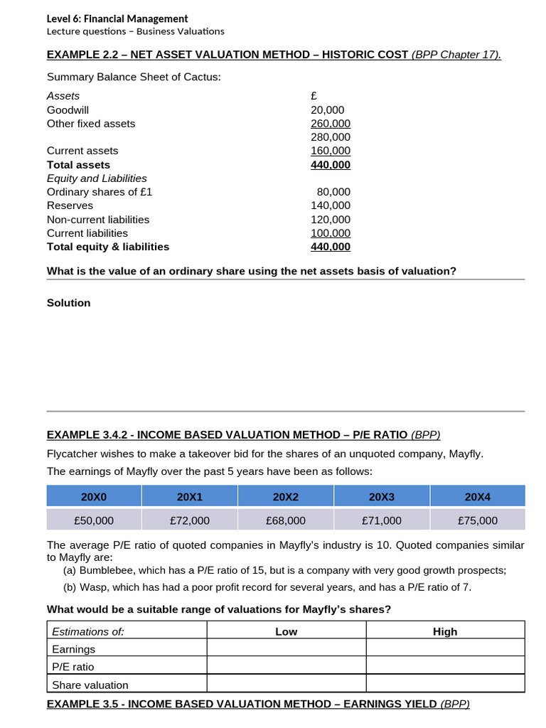 Business Valuation Methods Explained | PDF | Valuation (Finance ...
