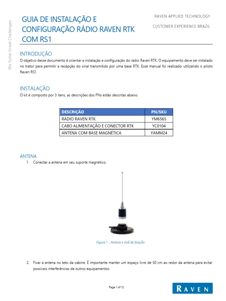 Guia de Instalação e Configuração Radio Raven RTK Com RS1 | PDF | Rádio ...