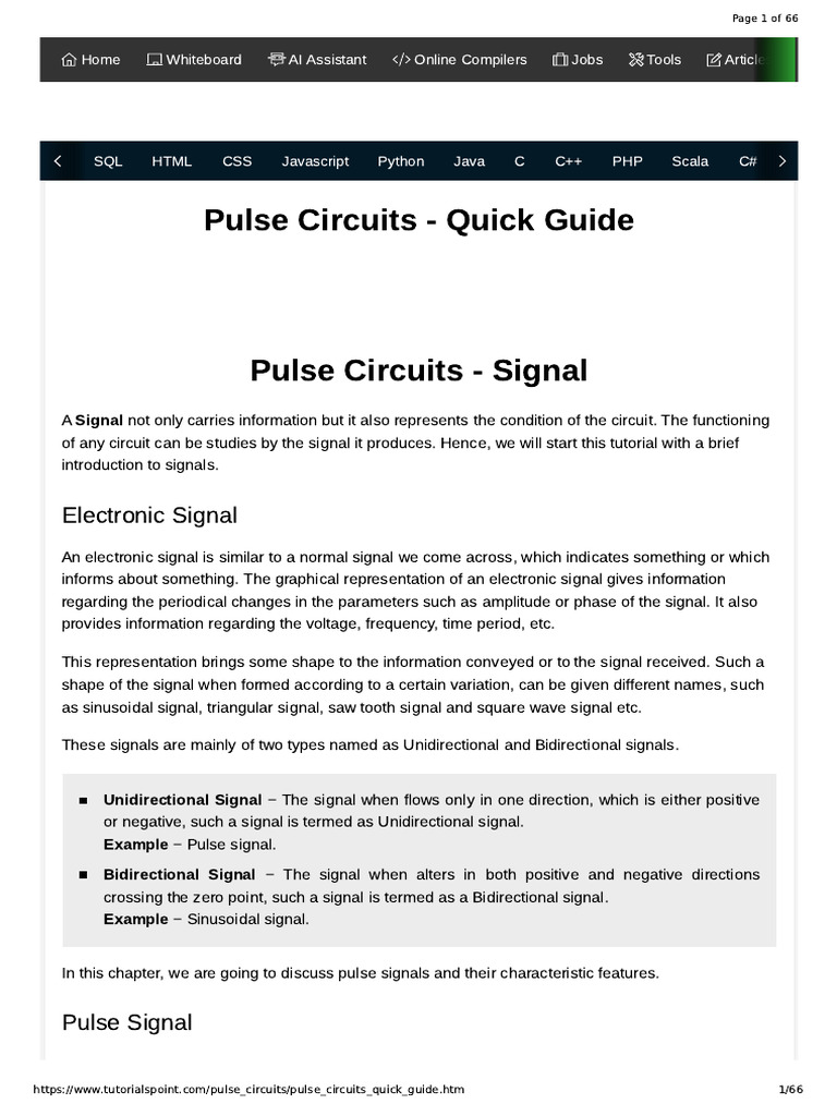 Pulse Circuits Quick Guide | PDF | Relay | Electrical Engineering