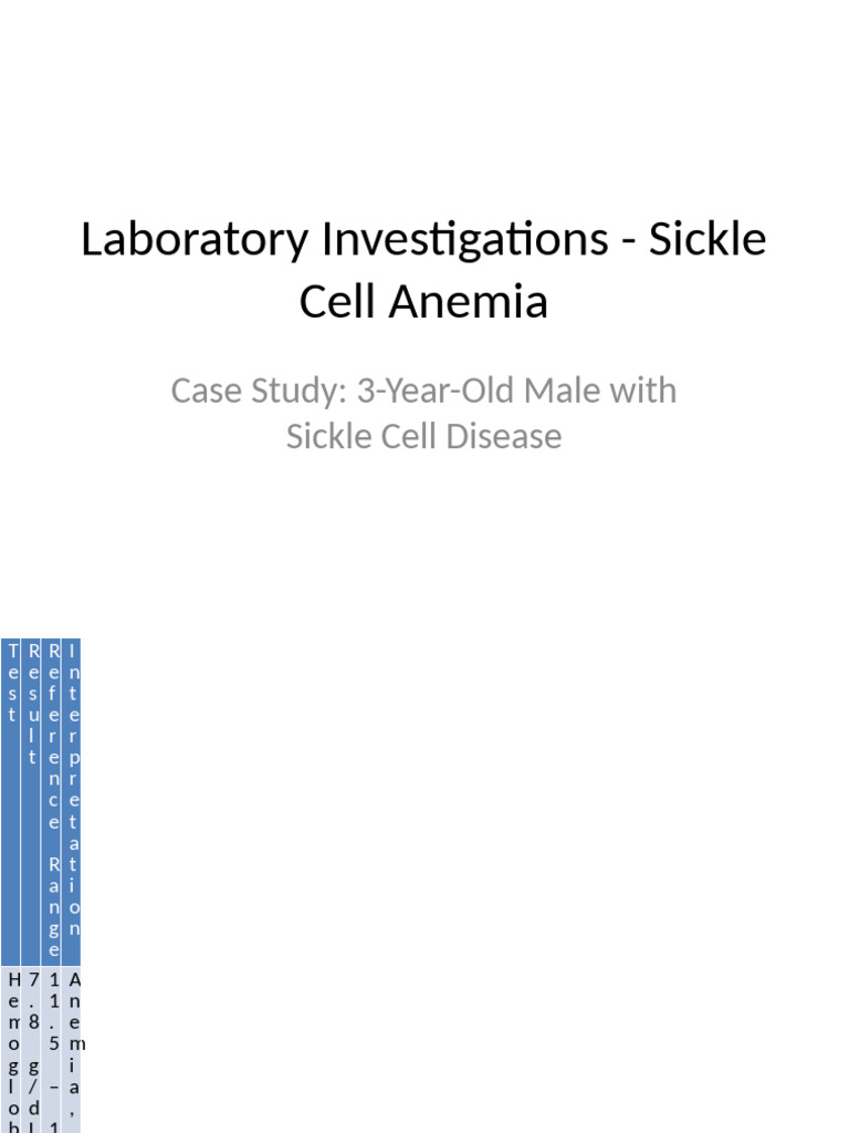 Sickle Cell Anemia Lab Data | PDF