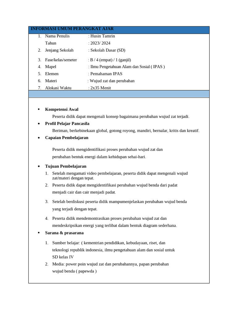 Modul RPP Tematik | PDF