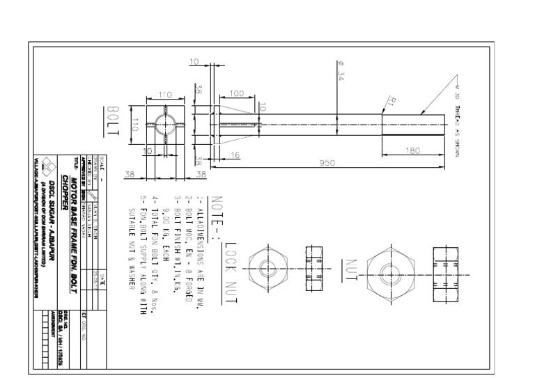 FDN BOLT For H 1 355 Base Frame RGB. DRG No 170525 | PDF