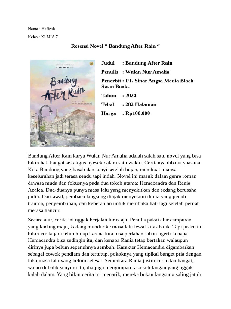Resensi Novel Bandung After Rain | PDF