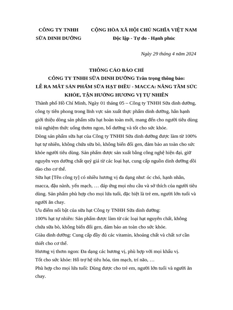 TCBC Công Ty TNHH S A Dinh Dư NG | PDF