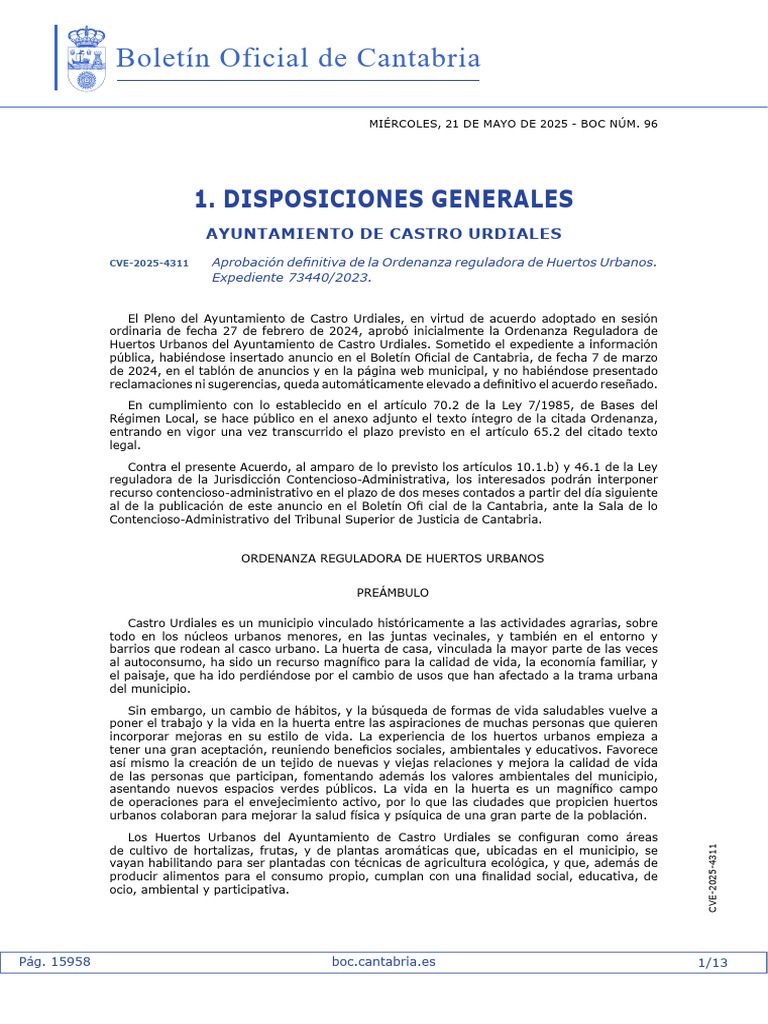 Boletín Oficial de Cantabria: 1. Disposiciones Generales | PDF | Agricultura | Daños y perjuicios