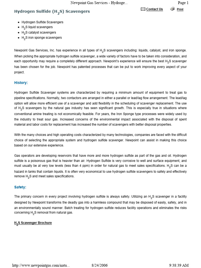 H2S Scavenger Solutions Overview | PDF | Natural Gas | Hydrogen