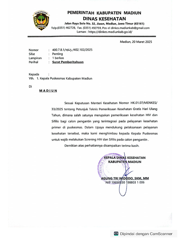 Surat Pemberitahuan Catin | PDF