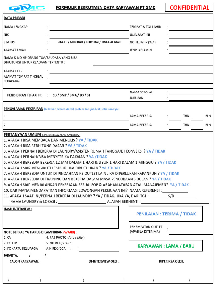 Form & SKK Karyawan | PDF