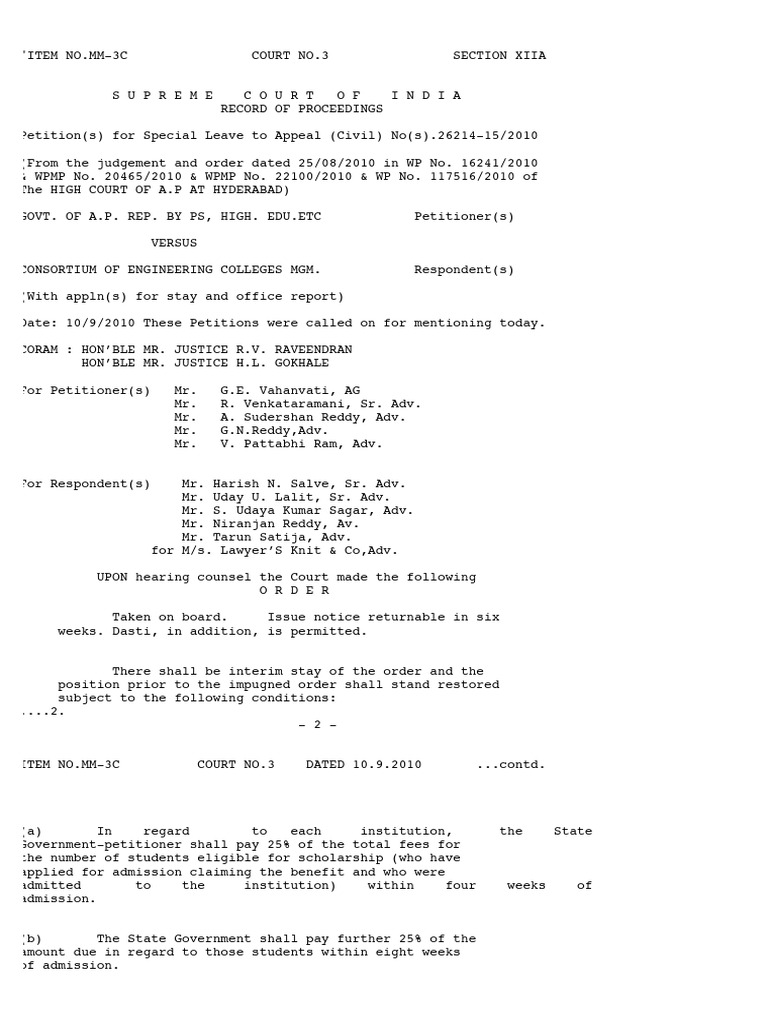 SLP Order - Fee Reimbursement Scheme | PDF | Justice | Crime & Violence