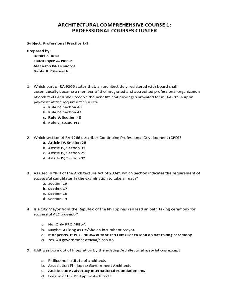Architectural Comprehensive Course 1: Professional Courses Cluster | PDF