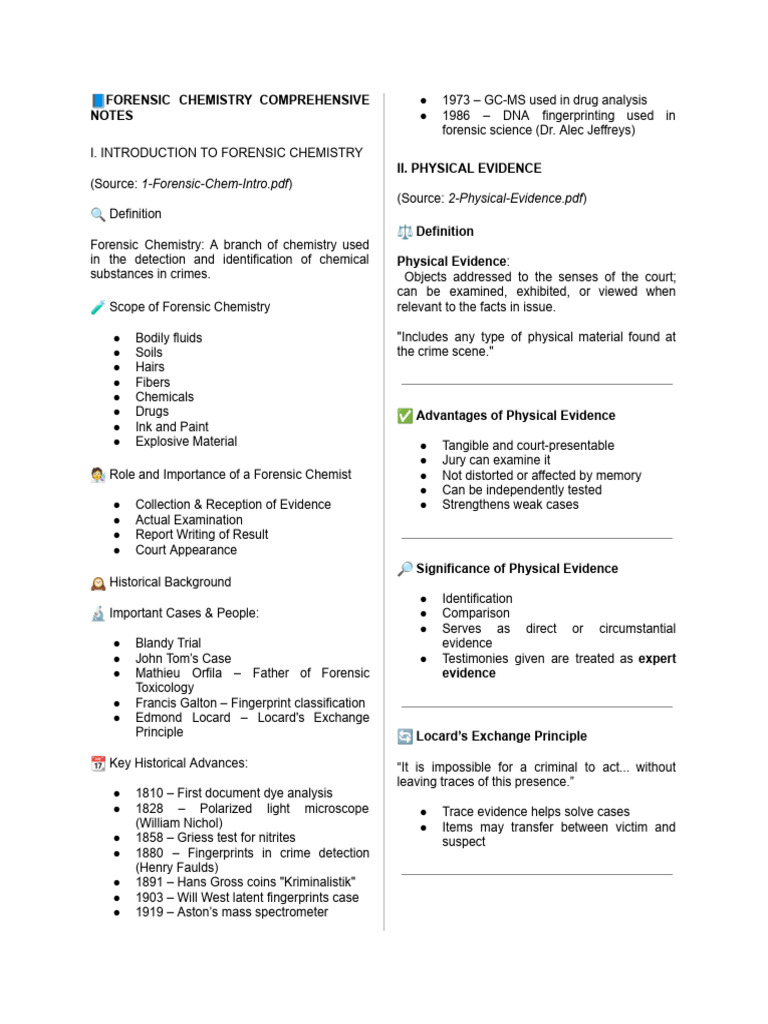 ?forensic Chemistry Comprehensive Notes | PDF | Chemistry | Forensic ...