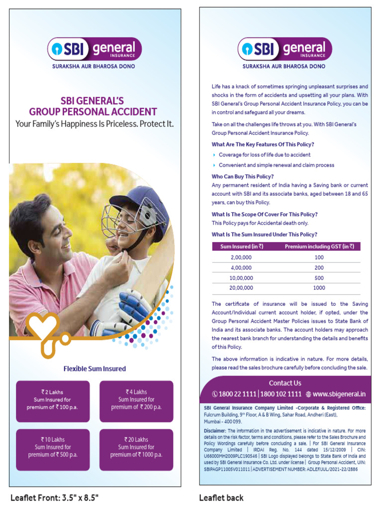 SBI Group Personal Accident Insurance | PDF | Insurance | Business