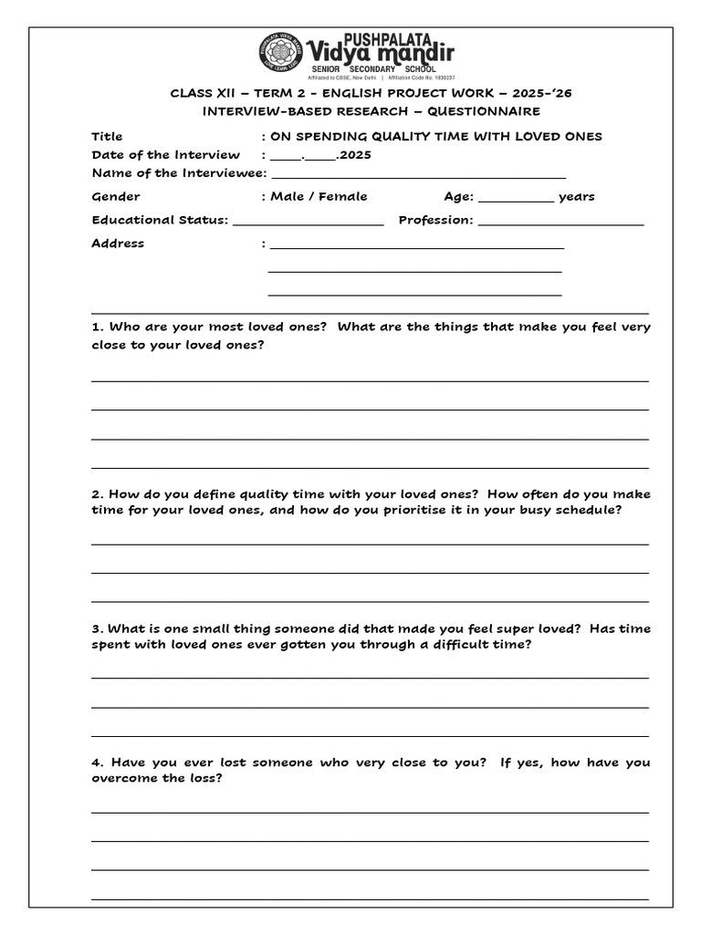 Class Xii D - Team 10 - 25-'26 Project Questionnaire | PDF | Social Psychology | Psychology