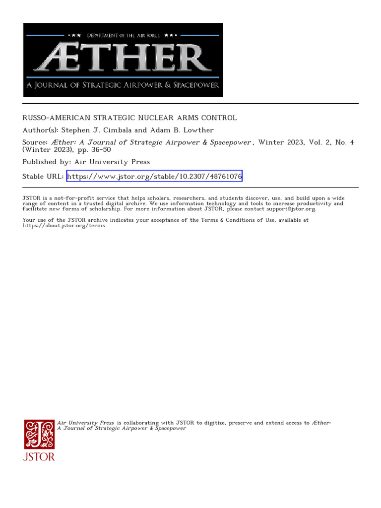 Cimbala RUSSOAMERICANSTRATEGICNUCLEAR 2023 | PDF | Crime & Violence ...