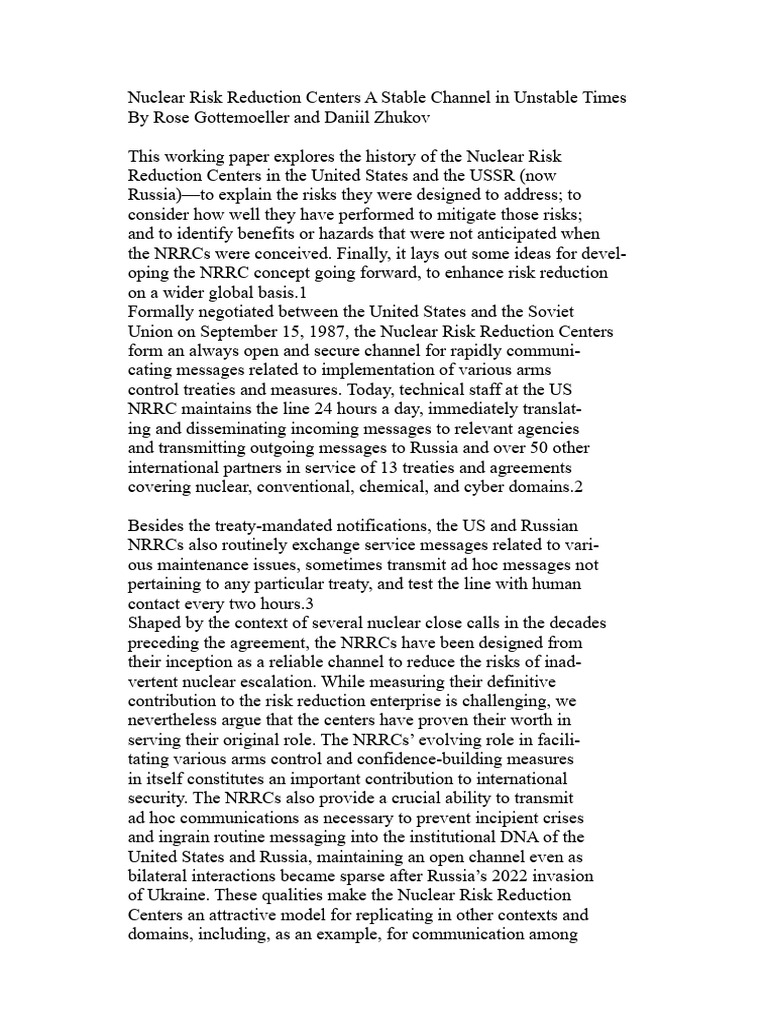 Rose Gottemoeller & Alexey Zhukov | PDF | Nuclear Warfare | International Relations