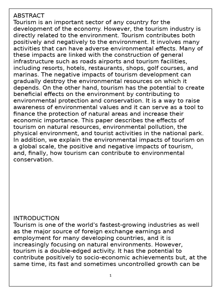 Tourism's Environmental Impact Analysis | PDF | Tourism | Environmental ...