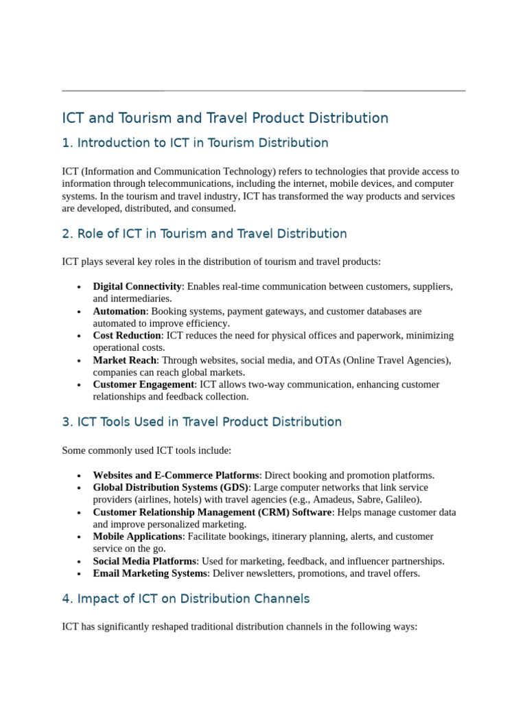 ICT in Tourism Product Distribution | PDF | Information And ...