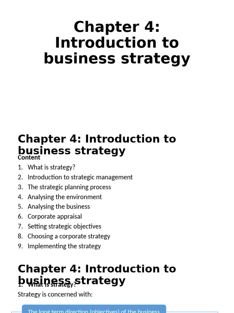 Chapter 4 Introduction To Business Strategy | PDF | Strategic Management | Marketing