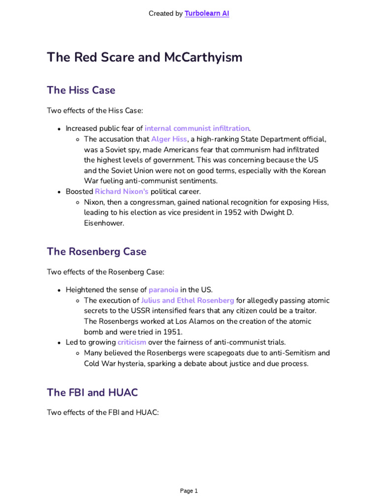 History | PDF | Mc Carthyism | United States Travel