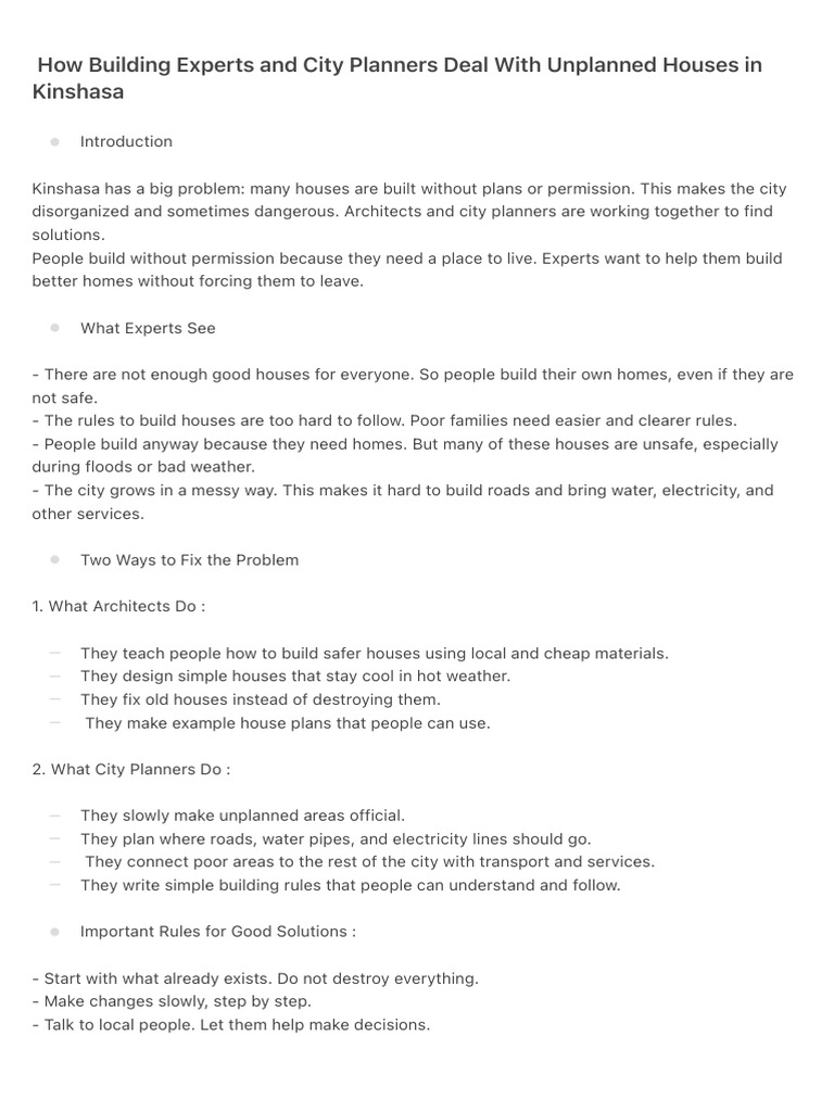 How Building Experts and City Planners Deal With Unplanned Houses | PDF