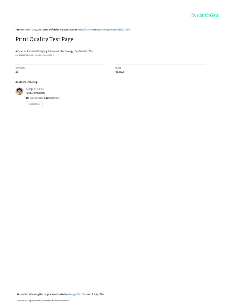 Print Quality Test Page: Journal of Imaging Science and Technology ...