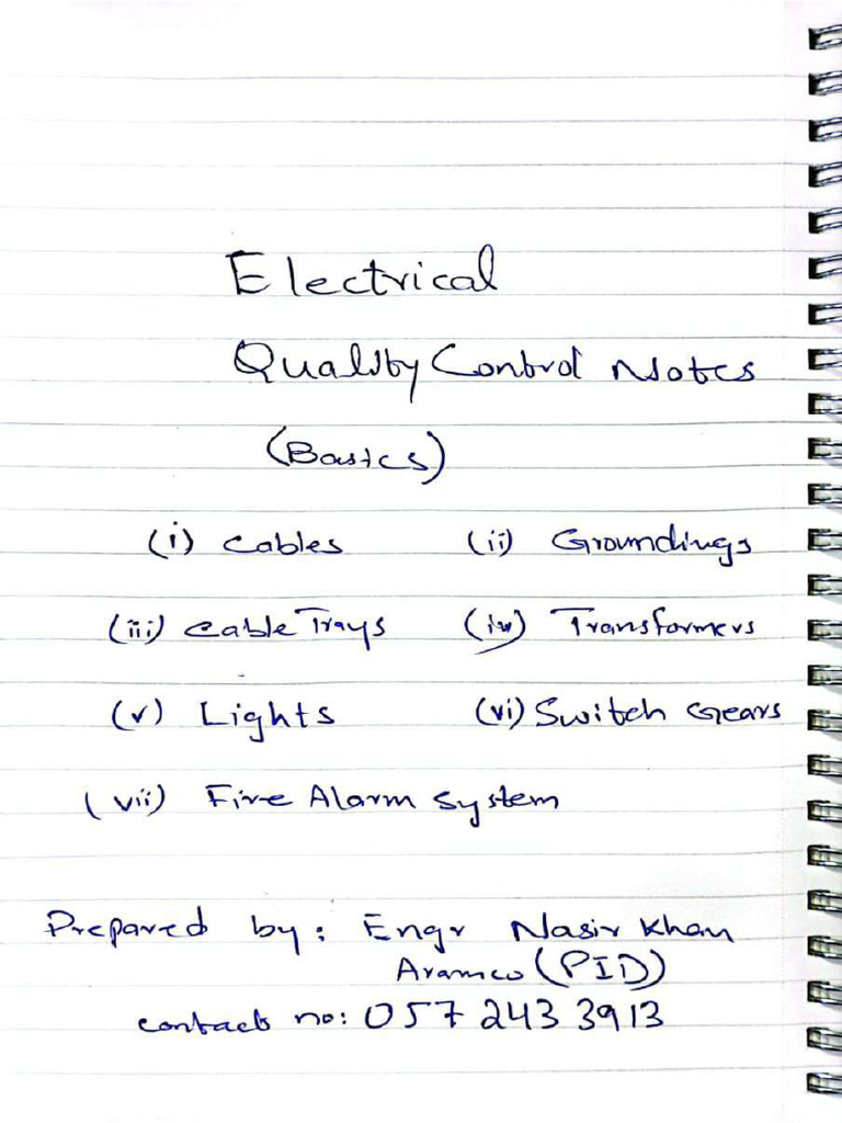 QC Electrical Notes For KSA - 10 | PDF
