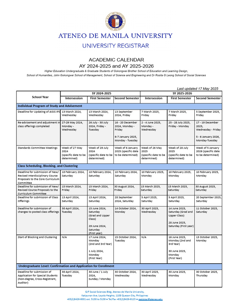Ateneo Academic Calendar 2025-2026 | PDF | Thesis | Academic Term