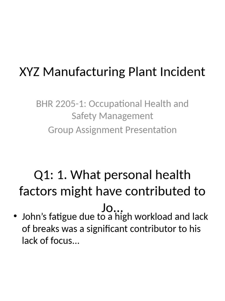 XYZ Manufacturing Case Study Presentation | PDF
