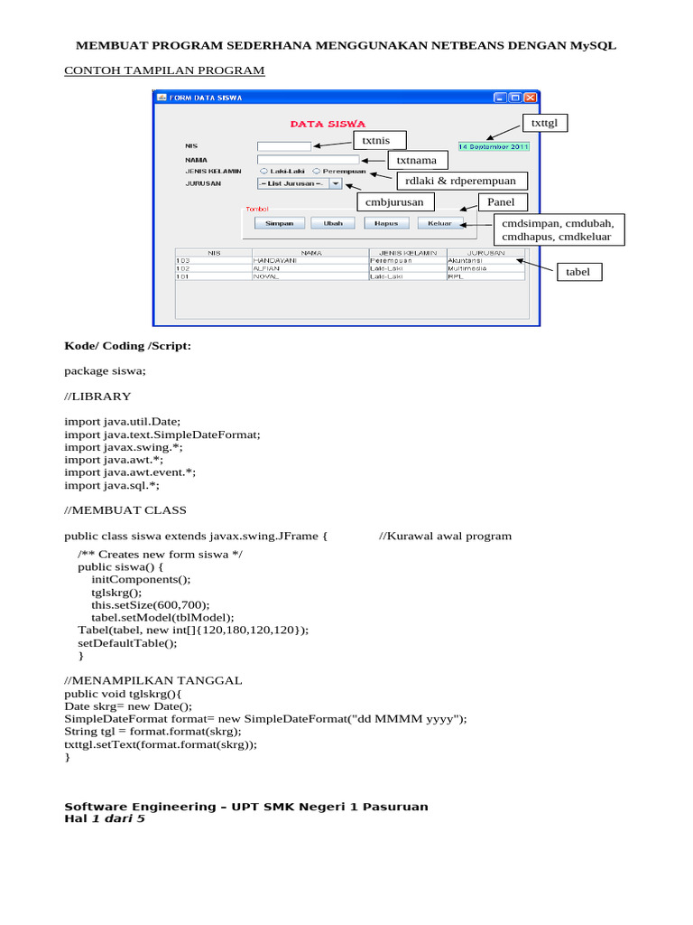 JOBSHEET PROGRAM SEDERHANA DG Database (Dipakai) | PDF | Sql | Software