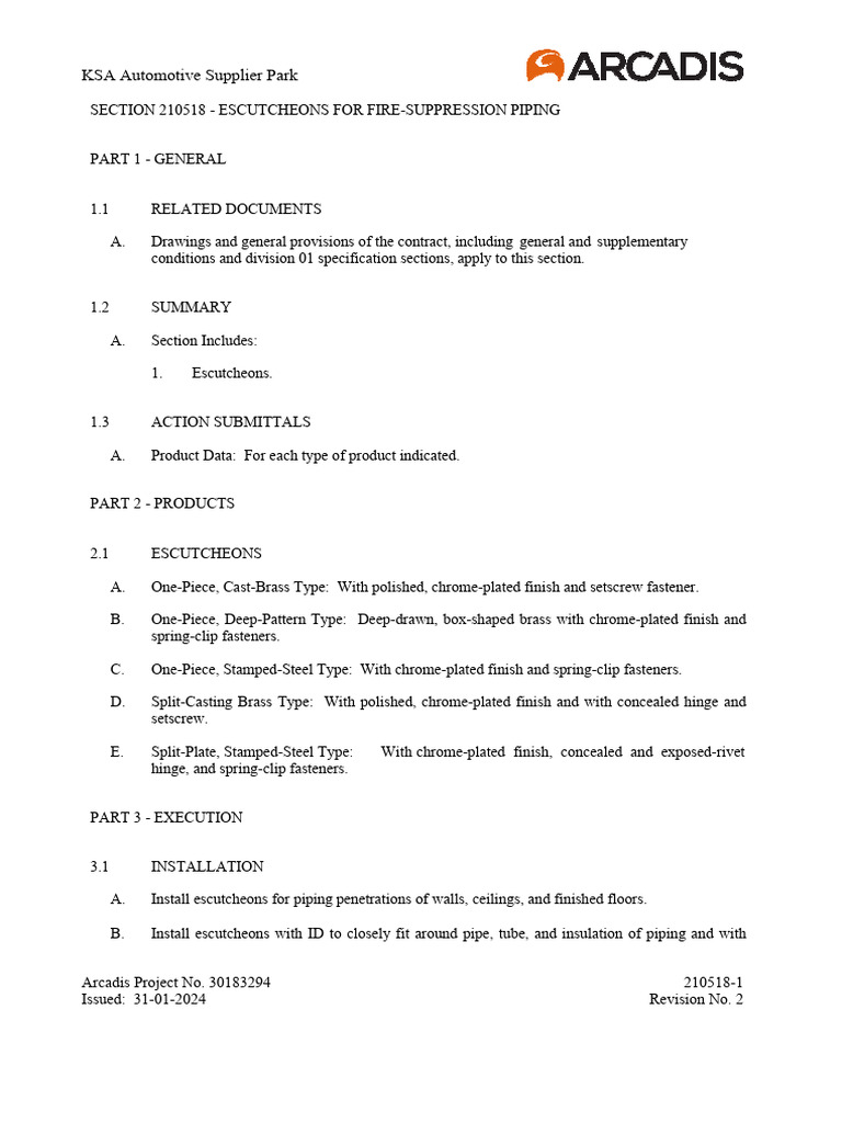 Escutcheons for Fire-Suppression Piping | PDF | Materials | Building ...