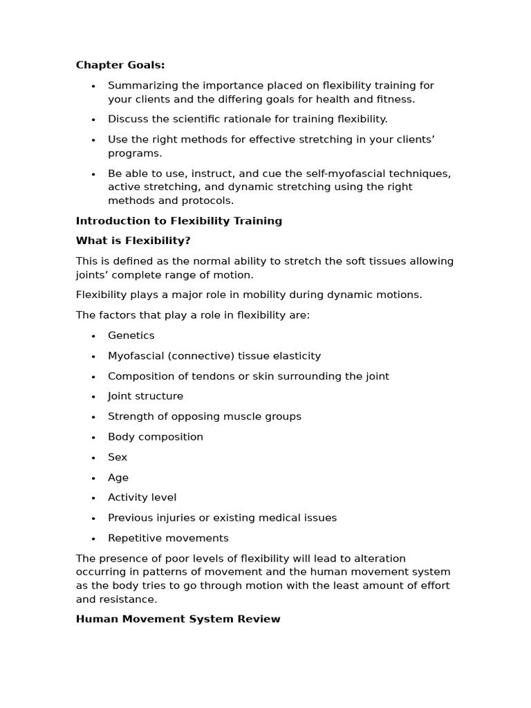 Chapter 14 Flexibility Training Concepts | PDF | Flexibility (Anatomy) | Skeletal Muscle