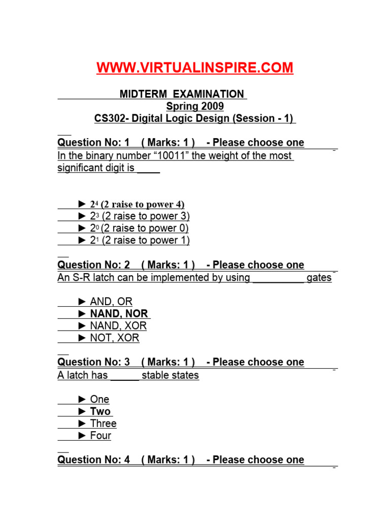 3 - CS302 Mid Term Solved Paper | PDF | Logic Gate | Electronic Circuits