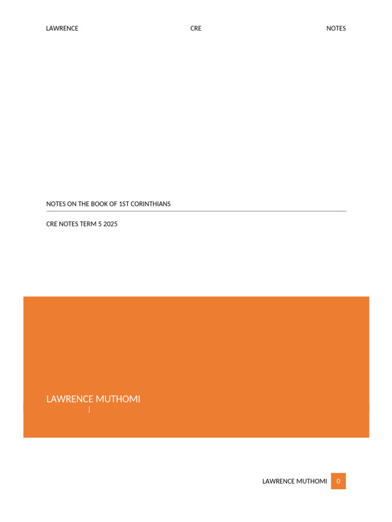 1ST CORINTHIANS NOTES | PDF | Eucharist | Paul The Apostle