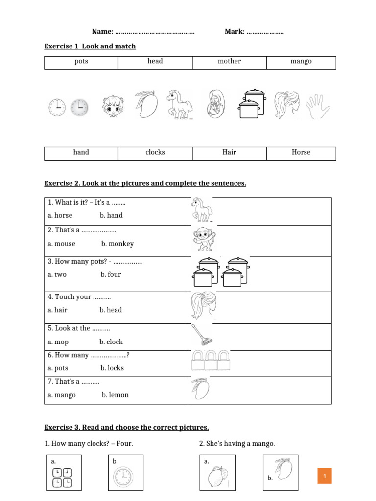 Unit 11 - Grade 1 - Review Unit 8,9,10 | PDF