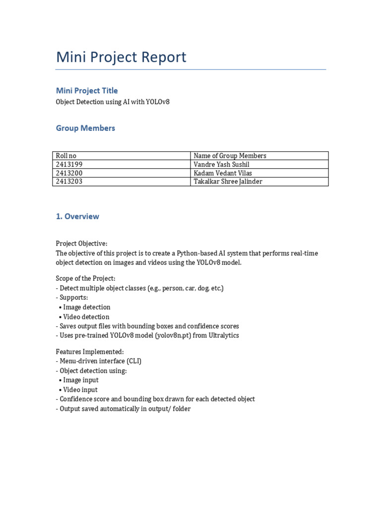 AI Object Detection with YOLOv8 | PDF