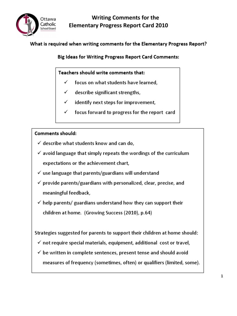 Grade R Comments for Adeenah's Report | PDF | English As A Second Or ...