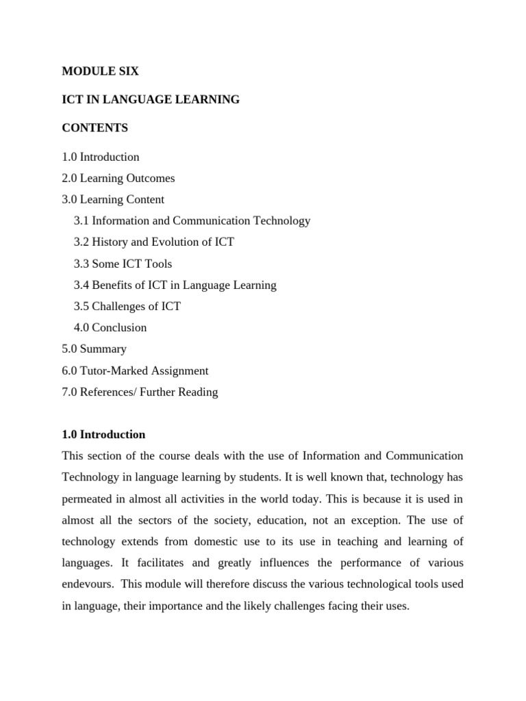 Ict in Language Learning (Module 6) | PDF | Educational Technology | Information And ...