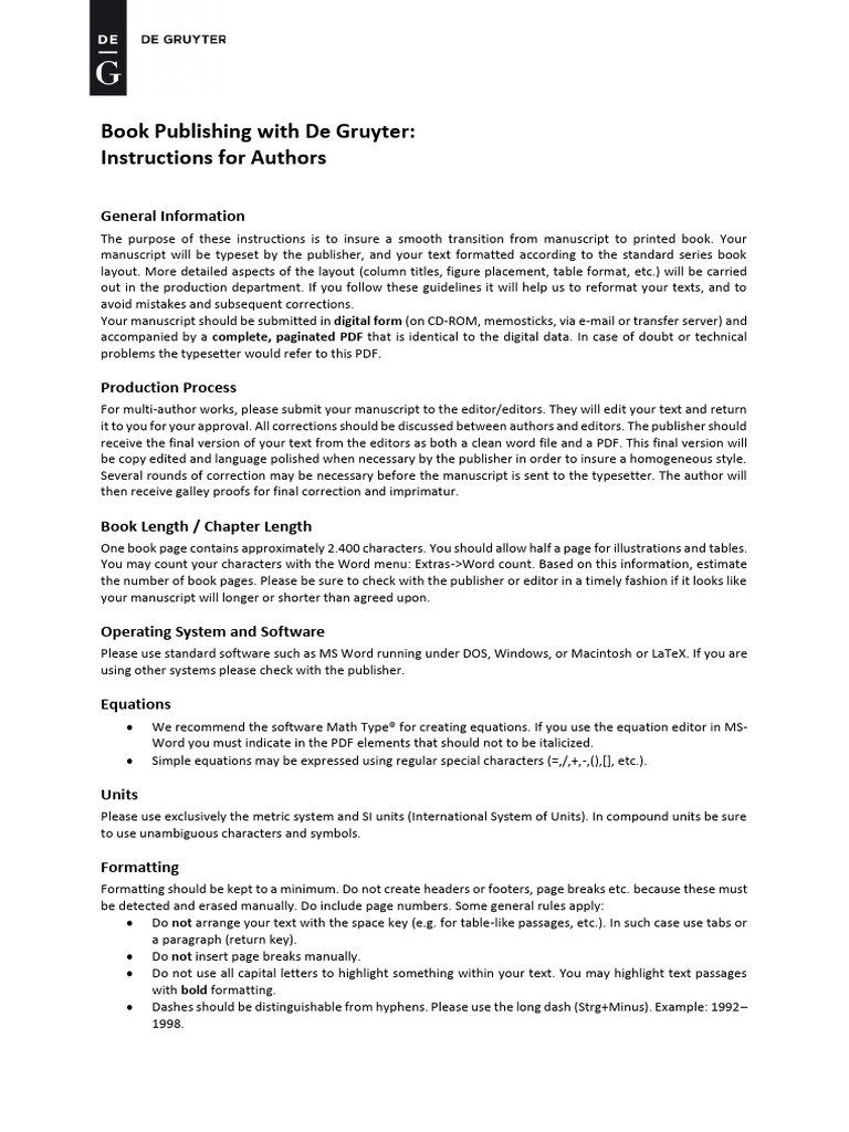 4.DG Instructions For Authors | PDF | Page Layout | Typefaces