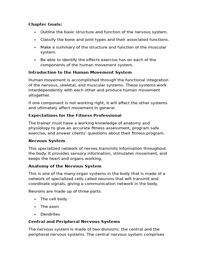 Chapter 5 The Nervous, Skeletal, and Muscular Systems | PDF | Nervous ...