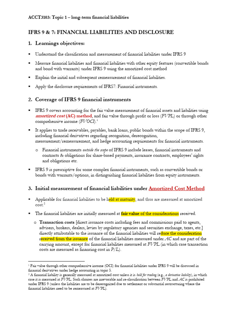 1. IFRS 9 - financial liabilities_student | PDF | Bonds (Finance ...