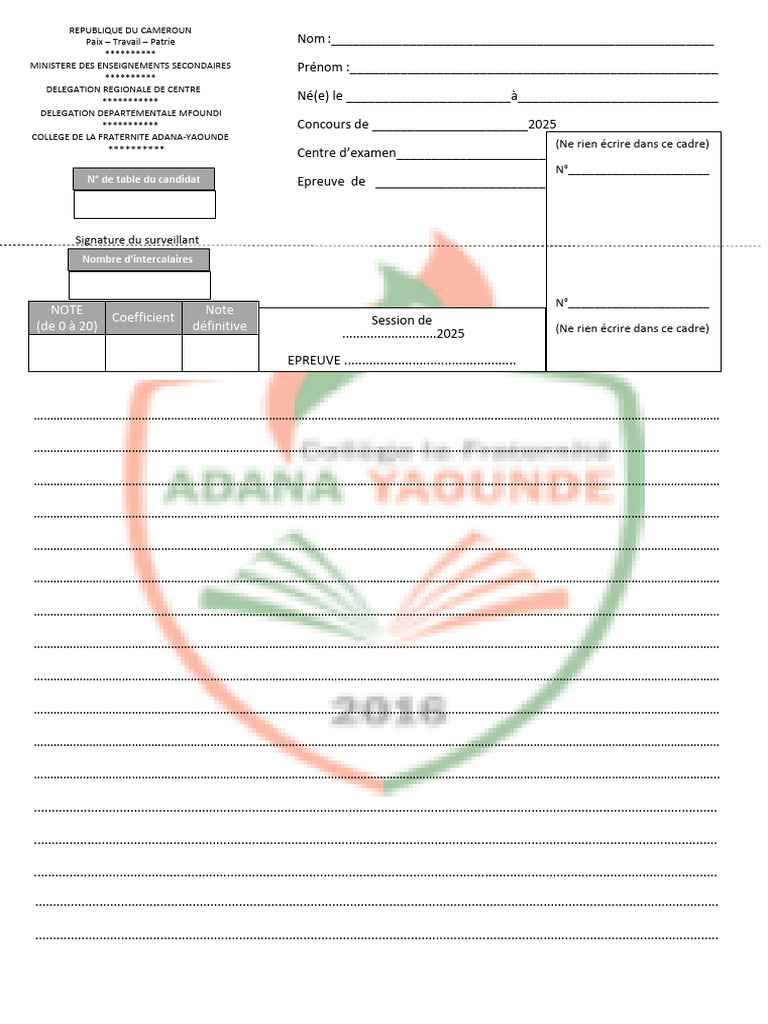 Feuille de Composition ADANA | PDF