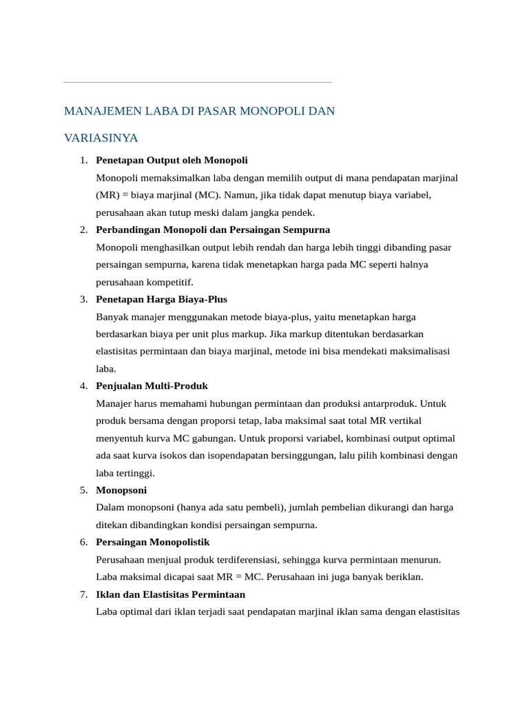 Ekonomi Manajerial Bab8 | PDF