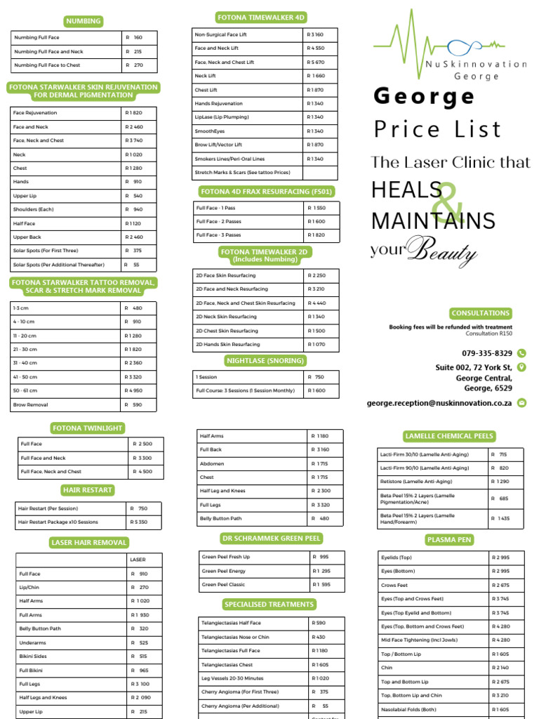 George Price Dermatology Price List | PDF | Dermatology | Skin