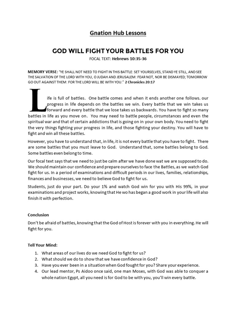 Hub Lessons God Will Figt | PDF | Old Testament Books | Religious ...