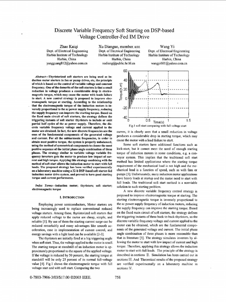 Discrete Variable Frequency Soft Starting On DSP-based Voltage ...