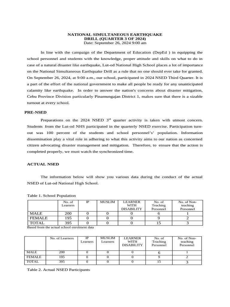 2024 NSED 3RD Quarter Report | PDF