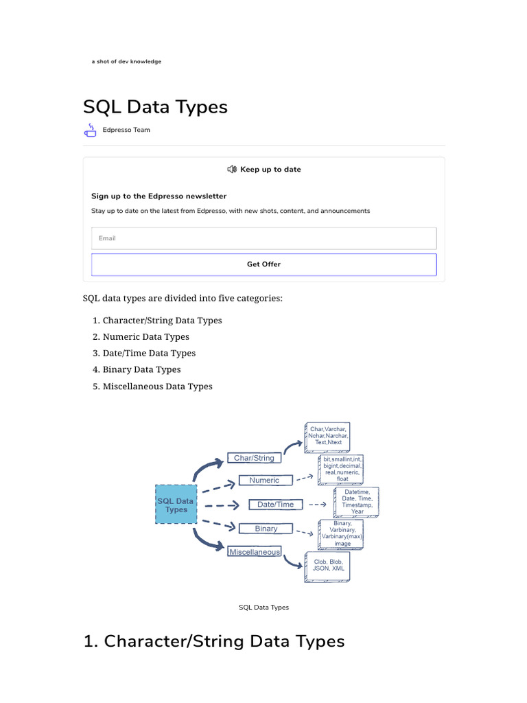 SQL Data Types | PDF | String (Computer Science) | Integer (Computer Science)